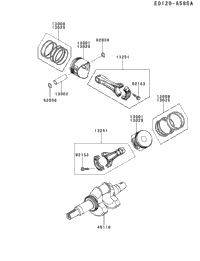 Kawasaki Engines FD750D-RS12 4 Stroke Engine FD750D Piston/Crankshaft ...