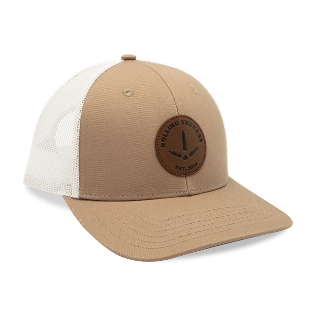TURKEY TRACK LEATHER MESH BACK HAT- MOCHA/WHITE : Cypress Creek Online